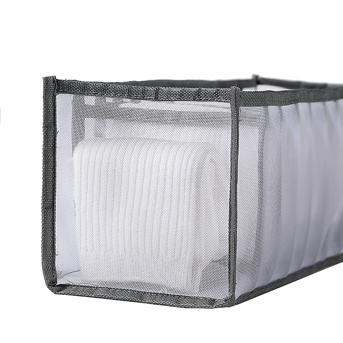 JIESMAERT Wardrobe Clothes Organizer Large Mesh Clothes Storage Containers Foldable Closet Organizer Bins, Visible Grid Storage Box for Bra, Underwear, Socks, Skirts, T-shirts, Jeans Pack of 3