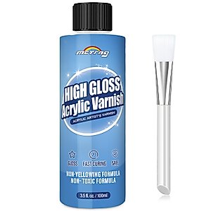 MCTRHG Gloss Varnish for Acrylic Painting, Non-Yellowing, Non-Toxic, Anti-Crazing, High Gloss Finish, for Artwork, Acrylic Paint, Suitable for Pro Artists, Hobby Painter