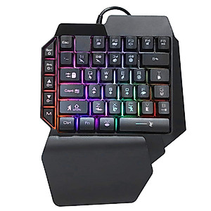 Pomya One-Handed Gaming Keyboard, Professional Gaming Keypad for PUBG Computer Mechanical Gaming Accessory with Eye-Catching Lighting