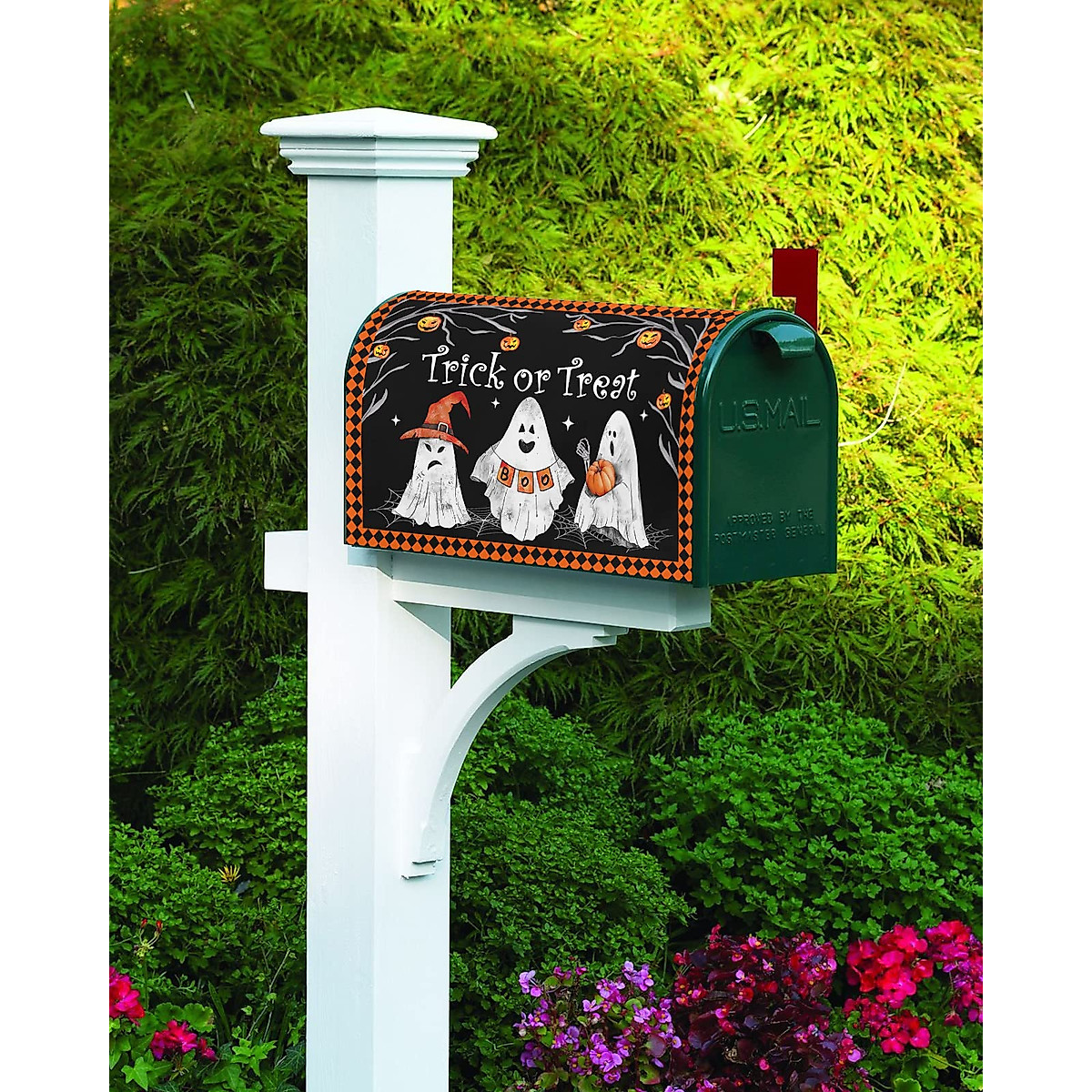 Yomandocix Halloween Mailbox Covers Magnetic, Mailbox Cover Wraps Post Letter Box Cover Garden Yard Farmhouse Home Decor for Outdoor 21.7x18.5 Inches Ghost Grimace Pumpkin Buffalo Plaid