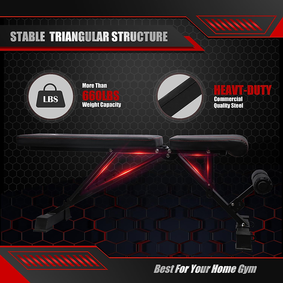 FLYTIGER Weight Bench Adjustable Strength Training Workout Benches Foldable Work Out Incline Bench Set for Home Gym Weight Lifting Dumbbell Exercise Full Body Workout with Resistance Rope