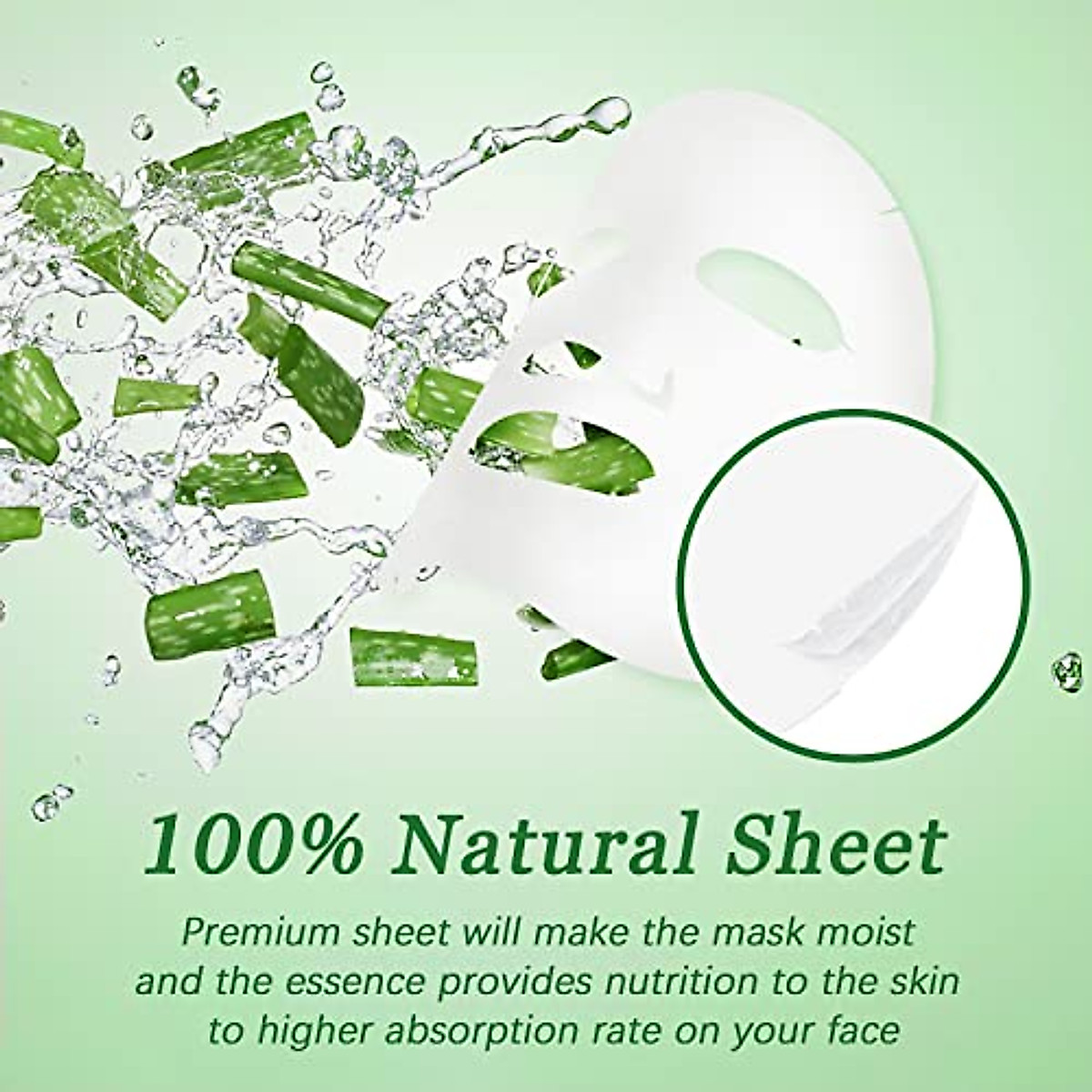 Aloe Vera Soothing Mask Hydrating Face Masks Skincare Moisturizing Facial Sheet Mask Skin care for Dry, Oily, Sensitive Skin Face Mask for Acne, Sun Care, Calming, 25ml/0.88oz, Pack of 10