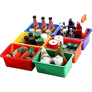 Nicunom 6 Pack Cubby Bin Storage Bins, Multi-Purpose Plastic Storage Bins Stackable Organizer Storage Cubbies for Home, Nursery, Playroom, Classroom
