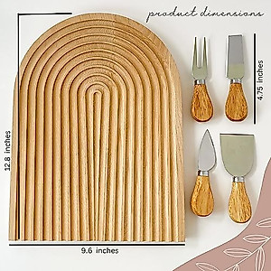 Charcuterie Board Set - Cheese Board and Knife Set - 4pc Cheese Knife Set - Cheese Boards Charcuterie Boards - Decorative Serving Trays Board for Charcuterie - Wood Charcuterie Boards