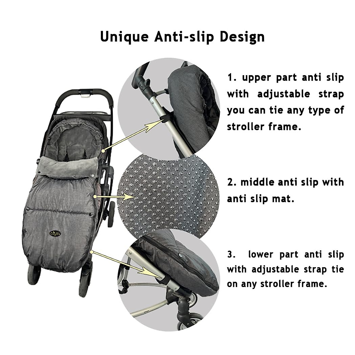 CozyMe Stroller Footmuff, Stroller Blanket with Hoodie for Toddler Winter Stroller Cover, Stroller Bunting Bag with Fleece Lined Front Height Adjustable & Removable Baby Bunting Bag for 6M-4T