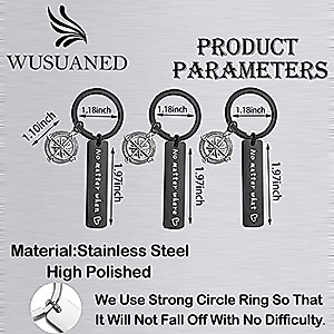 WUSUANED No Matter What Where When Compass Best Friend Keychain Set Long Distance Friendship Gift For Sister Best Friends
