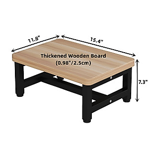 Wooden Step Stools for Adults & Kids, 500 Lbs Capacity, Heavy Duty Wide Wooden Stepping Stools for Kitchen, Bedroom, Living Room, Bathroom with Non-Slip Pads, Bed Steps for High Beds, Metal (Walnut)