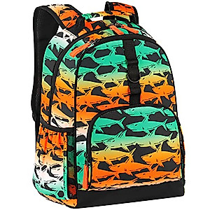 Choco Mocha Hawaii Shark Backpack for Boys Backpacks for Elementary School Backpack for Kids Backpack Boys 17 inch Backpack for Boys Shark Bookbag with Chest Strap 5-7 6-8 School Bag 2nd 3rd Grade