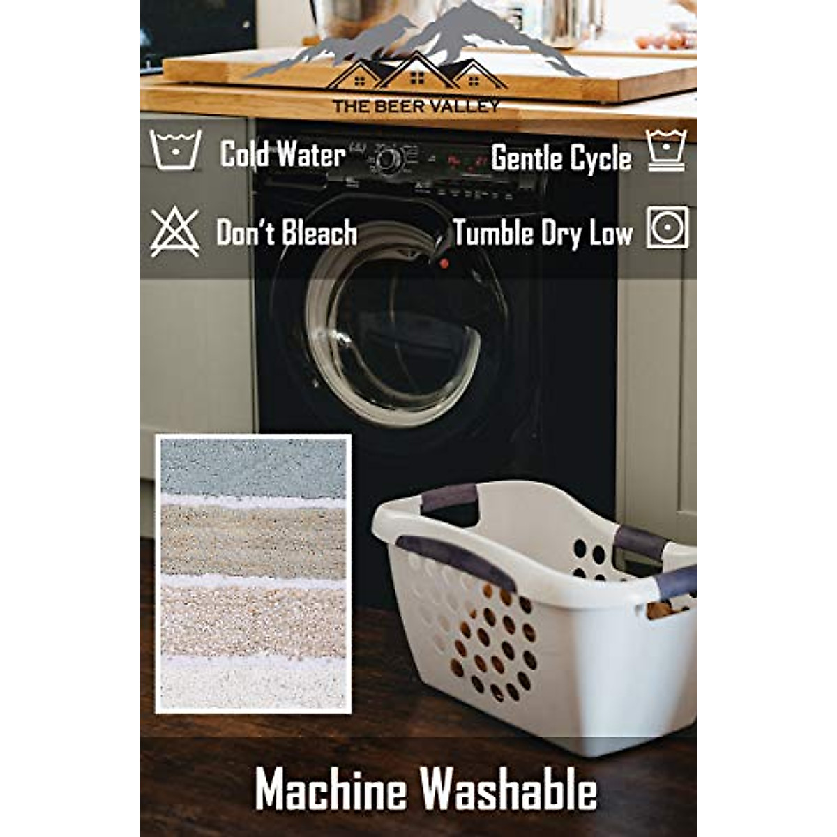 Bathroom Rugs Luxury Stripe Bath Rug Set 21x32-17x24 Spa Grey-Beige,2Piece Mat Set, Soft Plush Anti-Skid Shower Rug +Toilet Mat.Shaggy Carpet, Super Absorbent mats, Machine Washable Bath Mat,