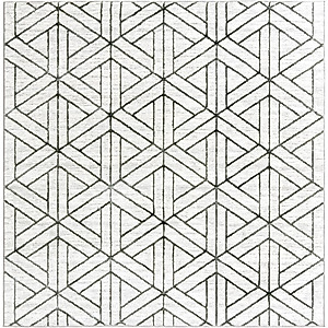Unique Loom Matrix Trellis Collection Area Rug - Motif (7' 1" Square, White/ Gray)
