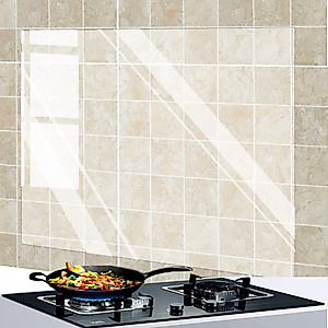 LiXiongBao 2 Pack Plastic Oil Proof Wall Sticker Self-Adhesive Sticker for Kitchen Cupboard Household Wallpaper Clear Waterproof Oilproof Paper Transparent High Temperature Resistant