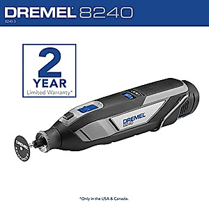 Dremel 8240 12V Cordless Rotary Tool Kit with Variable Speed and Comfort Grip - Includes 2AH Battery Pack, Charger, 5 Accessories & Wrench, Tool Fabric Carry Bag, and Instruction Manual