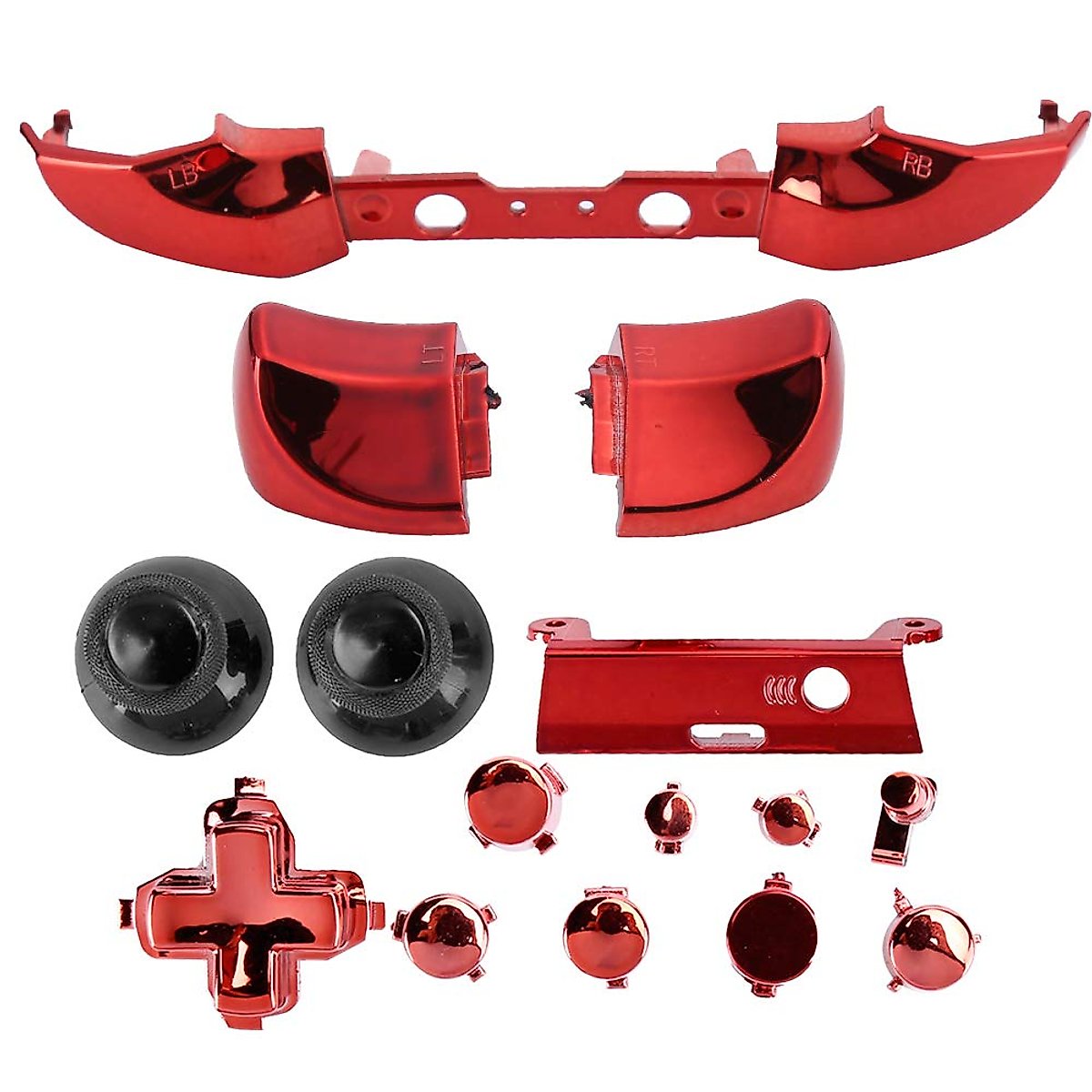 Full Set for Xbox One Slim, Thumbsticks Buttons Mod Replace Part Accessory for Microsoft Xbox One Controller 3.5mm Jack (Red)