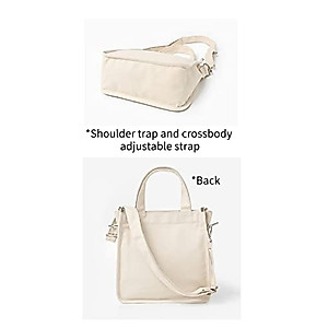 Jeelow Small Canvas Tote Handbag Bag Purse For Women Girl (Beige Original)