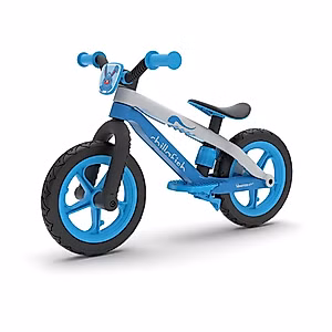 Chillafish Bmxie² Lightweight Balance Bike with Integrated Footrest and Footbrake for Kids Ages 2 to 5 Years, 12-inch Airless Rubberskin Tires, Adjustable Seat Without Tools, Blue