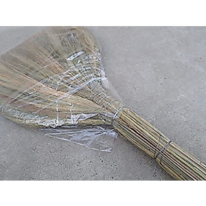Vietnamese Original Soft Fan Straw Broom with Straw Handle (chổi lúa) 40 inch and a Plastic Handle Broom, 2 Broom
