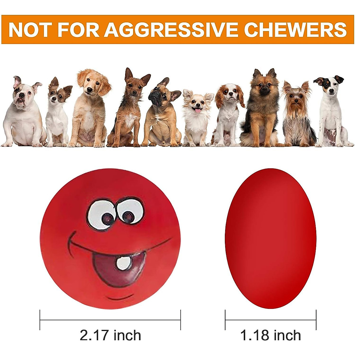 Coricorsu Squeaky Dog Toy Chewing Dog Toys Durable Teething Latex Rubber Soft Interactive Fetch Play Dog Balls with Funny Face for Puppy Small Medium Pet Dog (5PCS)