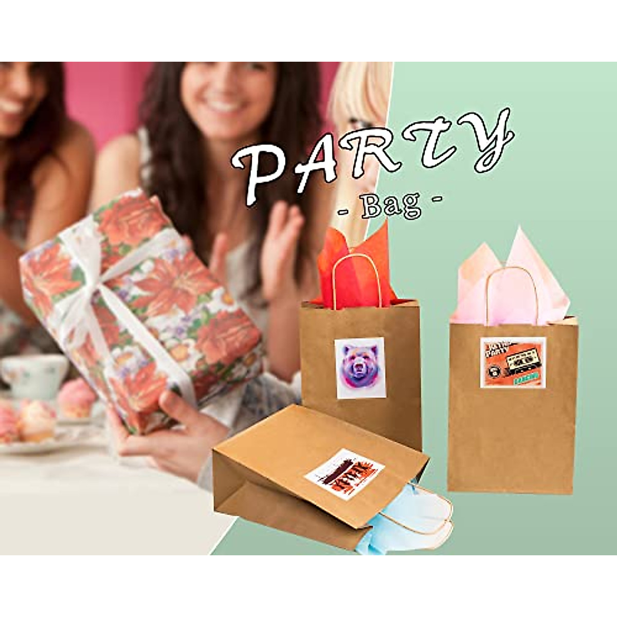 Brown Paper Bags with Handles Bulk, 100Pcs, 8x4.5x10.8Inches, Gift Bags, Brown Kraft Paper Bags, Gift Bags Bulk, Retail Bags, Party Bags, Shopping Bags, Favor Bags