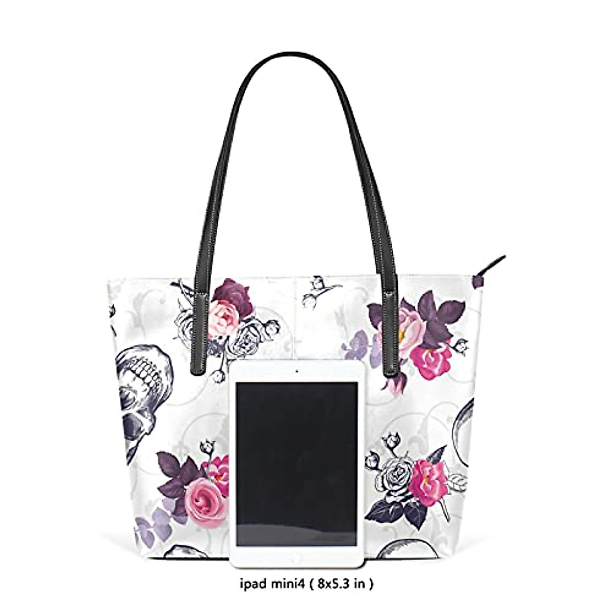 Skulls And Flower Handbags Shoulder Bags Leather Crossbody Handbag for Women Tote Satchel