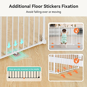 COMOMY 80" Extra Wide Baby Gate, Dog Gate for House Stairs Doorways Fireplace, Auto Close Pet Gate with Door Walk Through, 3 Metal Panels, Hardware Mounted Baby Fence Indoor Outdoor(30" Tall, White)
