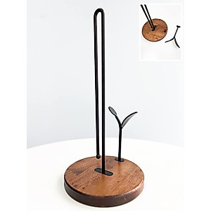 Wood Paper Towel Holder Countertop, Paper Towel Holder Stand, Easy One-Handed Tear Paper Roll Holder, Kitchen Dining Table Home Decor, for Both Standard and Jumbo-Sized Paper Towel Rolls