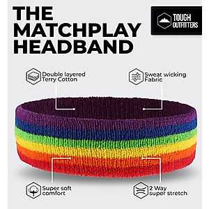 Running Headbands for Men and Women - Athletic Sweatband - Terry Cloth Bands for Basketball, Tennis, Football, Gym, Running, Cosplay & Costumes