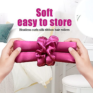 Heatless Hair Curlers Tik Tok Hair Rollers for Long & Short Hair No Heat Curling Rod Headband Silk Curls Sleep in Overnight, Soft Rubber Rollers with Hair Clips & Scrunchie DIY Hair Styling Tools Kit