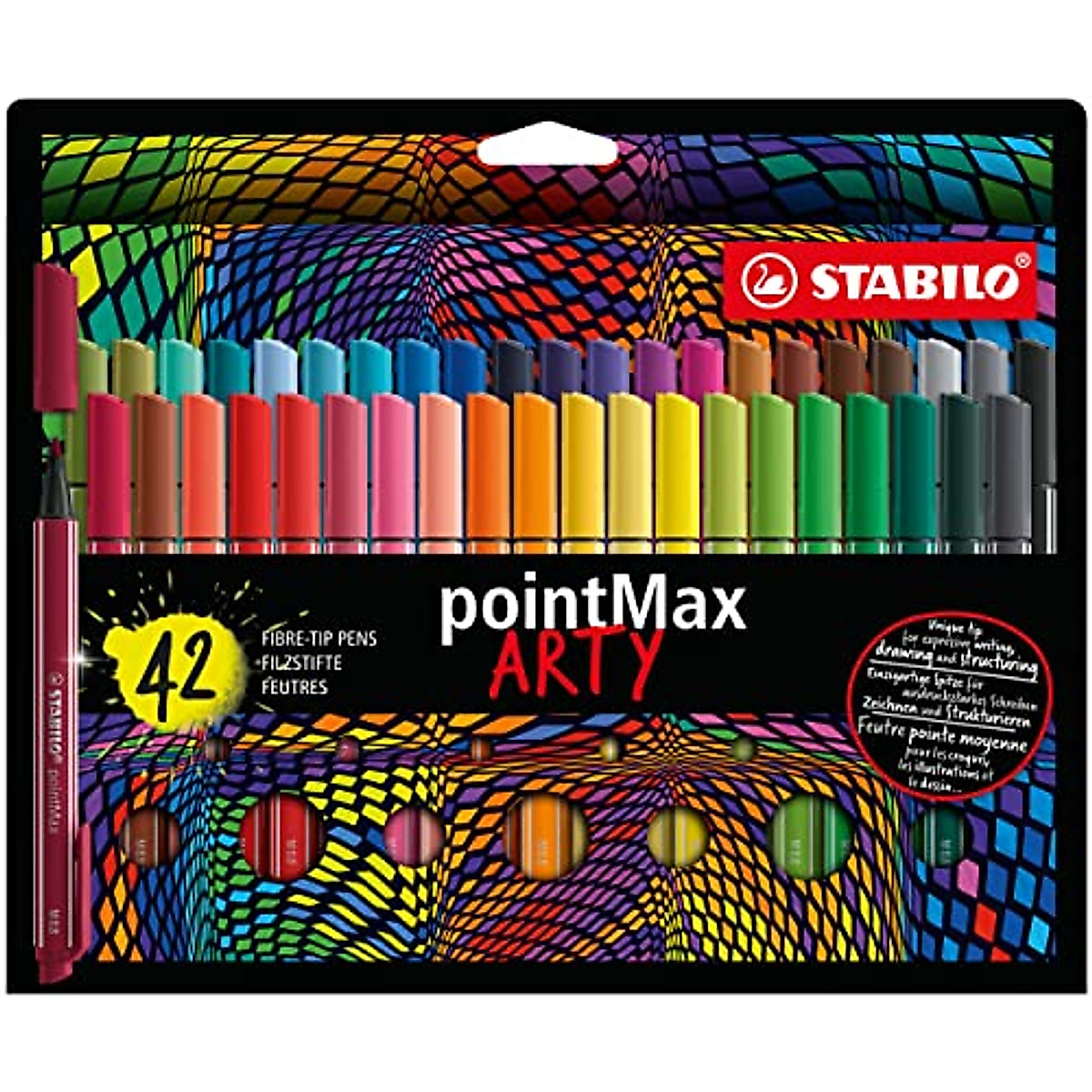 STABILO Nylon Tip Writing Pen pointMax ARTY - Wallet of 42 - Assorted Colors