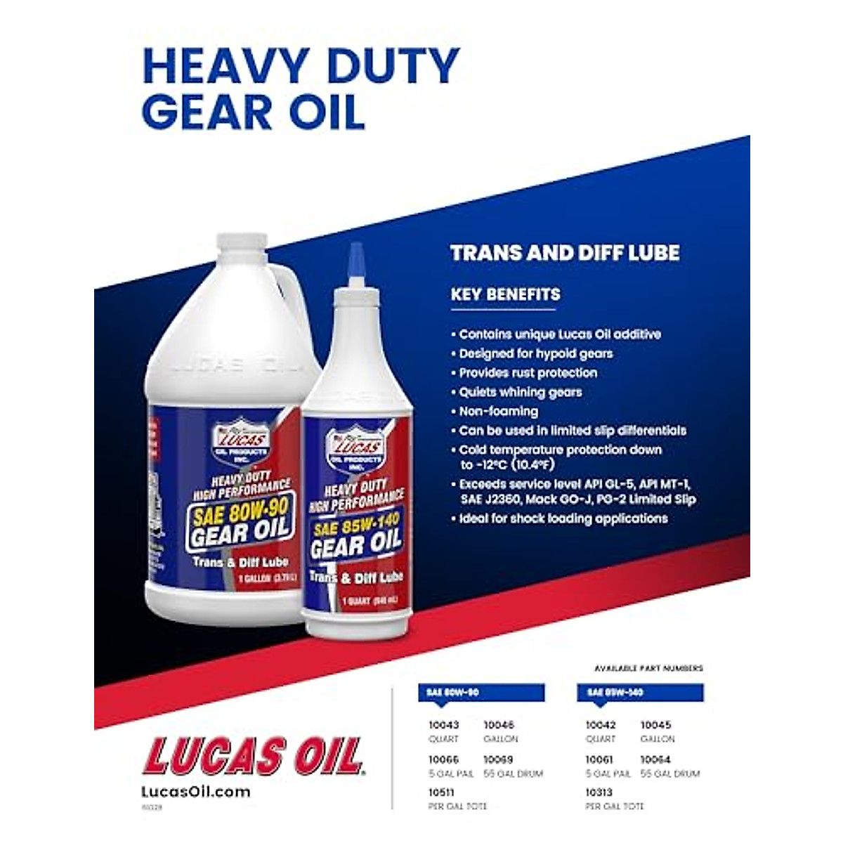 Lucas Oil Lucas 10045 Heavy Duty 85/140 Gear Oil - 1 Gallon