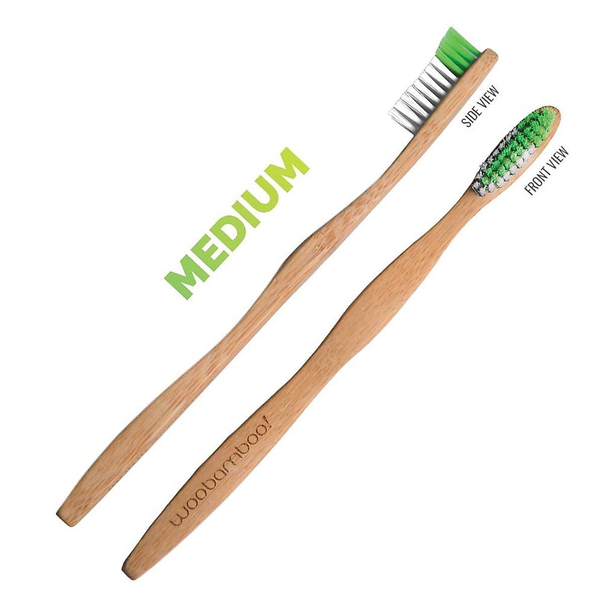 Woobamboo! Bamboo Toothbrush - Adult - Medium Bristle, BPA Free Nylon Bristles, Eco-Friendly, Biodegradable, Compostable, Vegan (Pack of 1)