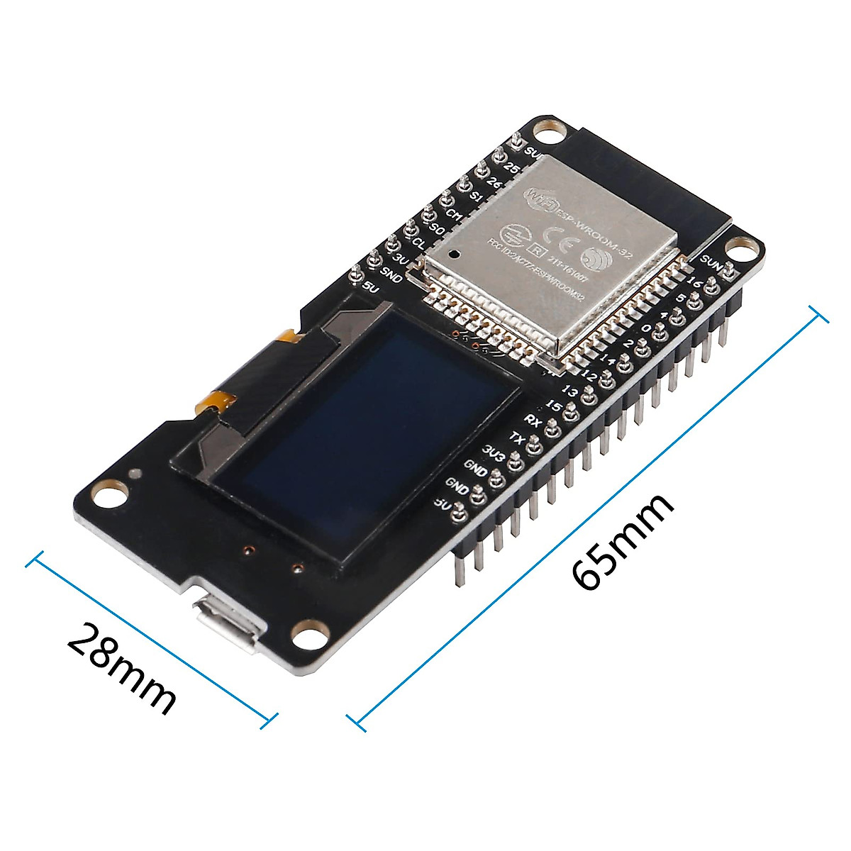 AITIAO 2PCS 0.96" OLED ESP-WROOM-32 ESP32 Display 2.4GHz WiFi Bluetooth Dual Mode Development Board Display for Wemos D1 AP STA