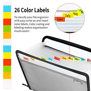 Uquelic 13 Pocket Zip Expanding File Folder, A4, Black, Vinyl