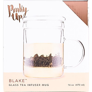Pinky Up Blake Tea Cup with Infuser and Lid - Holds 12 ozGlass Tea Infuser Mug for Loose Leaf Tea - 12oz 3pc Set of 1