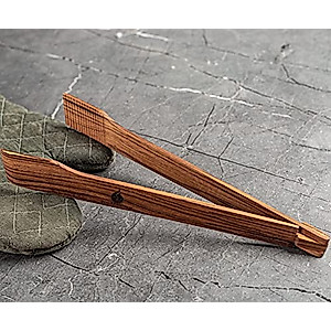 Super Slim Spring Salad Tongs: Teak Wood Salad Hand Server 0.1" x 0.1" x 12" Kitchenware Serving Utensils from SiamMandalay Gourmet Collection