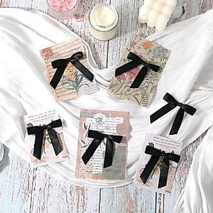 JJUNW 50Pcs Twist Tie Bows, Black Satin Ribbon Bows, Wedding Favor Ribbon Bows, 3'' Pre-Tied Gift Bows for Gift Wrapping Treat Bag Present Craft Birthday Party Bridal Shower Halloween Thanksgiving