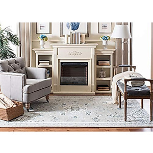 SAFAVIEH Micro-Loop Collection Area Rug - 8' x 10', Light Grey & Ivory, Handmade Medallion Wool, Ideal for High Traffic Areas in Living Room, Bedroom (MLP505F)