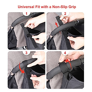 DJCLADUO Universal Stroller Organizer Bag with Insulated Cup Holder- Detachable Zippered Bag & Adjustable Strap, Fits for All Baby Stroller Models