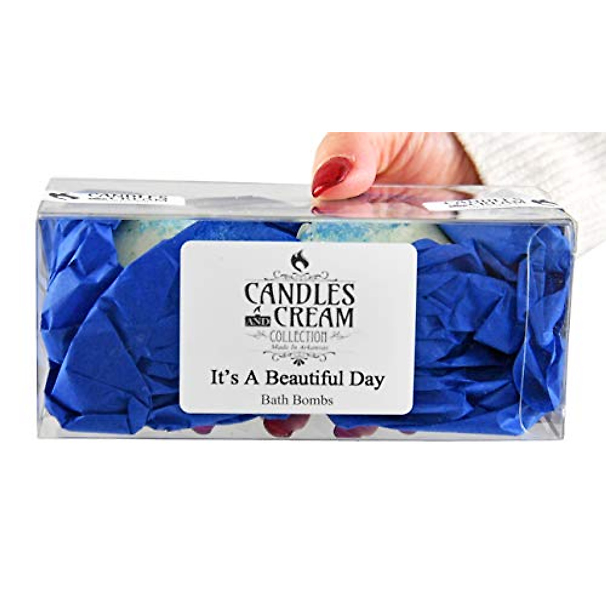 Candles and Cream It's A Beautiful Day Bath Bombs, Invigorating and Luxurious, All-Natural Spa Fizzies for Stress Relief and Aromatherapy-Set of 2