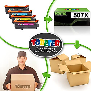 ToBeter Compatible 507X 507A Toner Replacement for HP 507X 507A CE400X CE401A CE402A CE403A Toner for Enterprise M551 M551n M551dn M551xh M570dn M570dw M575f 575c Printer (4 Pack, BK/C/Y/M)