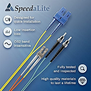 SpeedaLite ST to ST Fiber Patch Cable Single Mode 9/125 DX ST-ST | Duplex | OS2 | SM | Fiber Optic Cable | STST | ST ST | 2.0mm | Bend Insensitive | 1 Meter