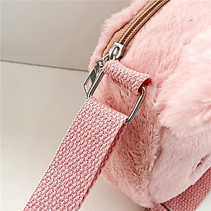 Amamcy Cute Cat Crossbody Purse Pink Small Fluffy Satchel Shoulder Bag Animal Plush Messenger Bag Kawaii Purse for Women