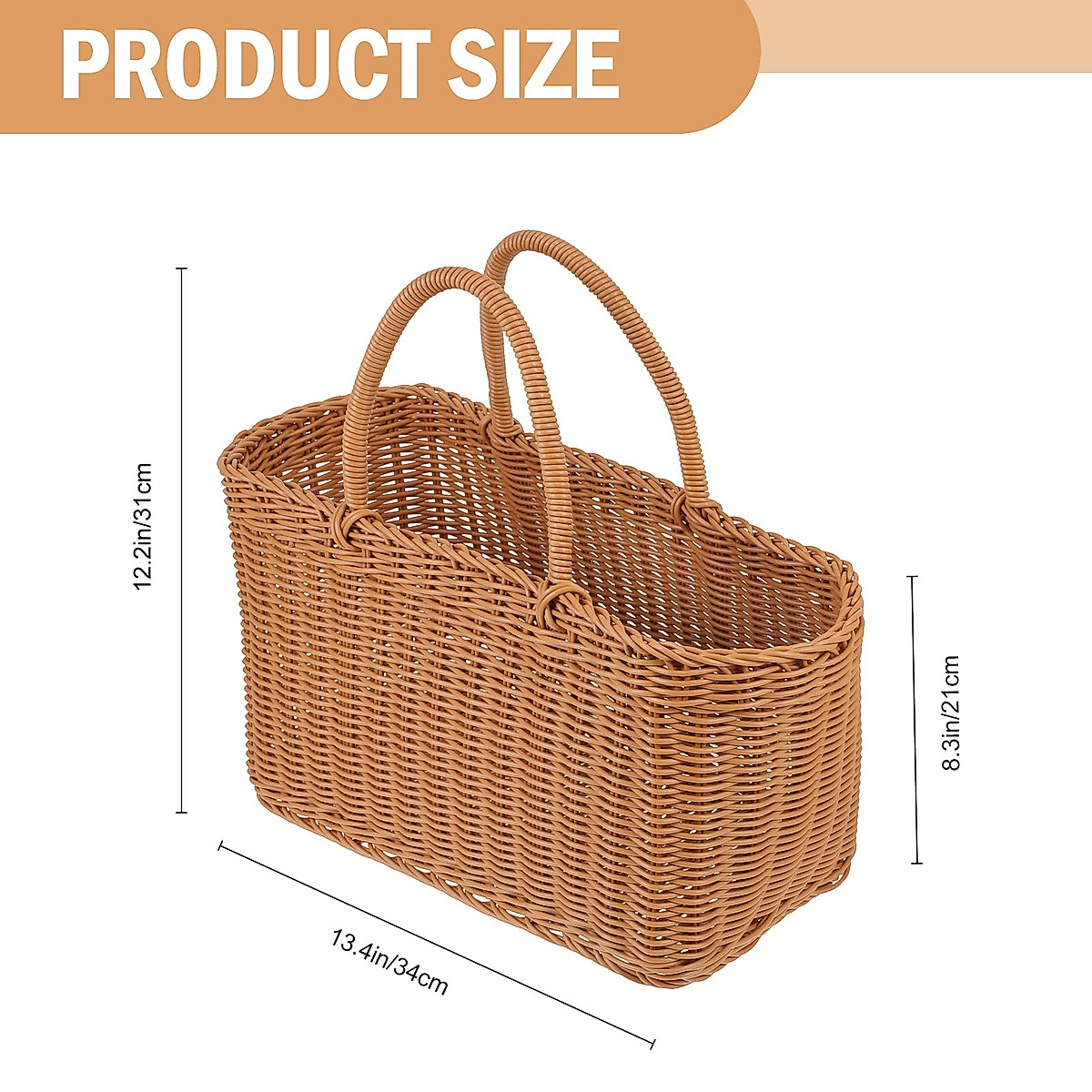 Garneck Wicker Market Basket Bag, Big Wicker Storage Basket for Beach, Laundry, Toy, Blanket, Storage, Baby, or Picnic