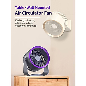 AIMHON Desk Air Circulator Fan, Wall Mount Fan,Portable Battery Operated Fan Personal Table Fan for Home,Office, Bedroom (Grey)