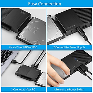 FIDECO USB 3.0 to SATA or IDE Adapter, Hard Drive Adapter Cable Universal for 2.5/3.5 inch SATA HDD/SSD & IDE HDD with 12V Power Adapter