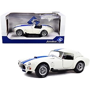 Shelby Cobra 427 S/C Convertible Wimbledon White with Blue Stripes 1/18 Diecast Model Car by Solido S1804906