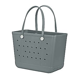 UeKeKicg Beach Bag X Large Rubber Beach Tote Bag, Waterproof Sandproof Tote Bag Outdoor for Women Travel Bag Washable Sports Hand Bag for Gym, Beach, Travel, Pool, Yoga