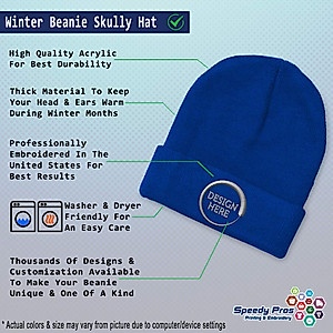 Custom Beanies for Men Riding Lawn Mower A Embroidery Lawnmowers Winter Hats for Women Acrylic Skull Cap 1 Size Royal Blue Personalized Text Here