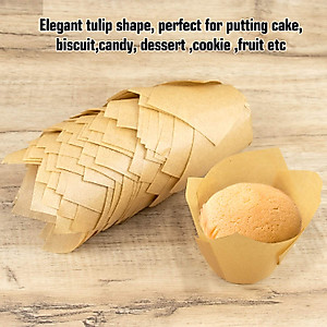 Framendino, Pack of 150 Tulip Shaped Baking Cups Brown Color Baking Cupcake Wrappers Grease Proof Muffin Paper Liners for Birthday Party Wedding Supply Decor