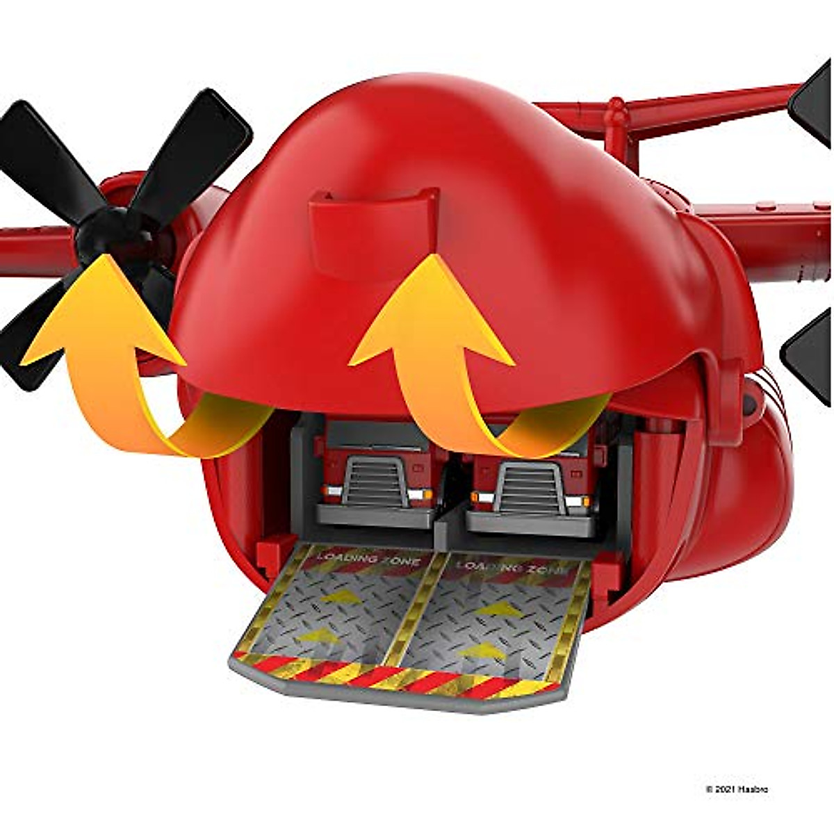 Micro Machines Fire and Rescue Cargo Transporter Plane - Features Vehicle Hatch, Retractable Hook, Cargo Doors, and Exclusive Vehicle - Collect Them All - Amazon Exclusive