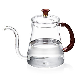 Unbreakable Gooseneck Kettle for Drip Coffee 20OZ Pour Over Coffee Kettle Tea Kettle for Stove Top,600ml/20oz Glass Coffee Kettle with Lid,Water Kettle Coffee Pot